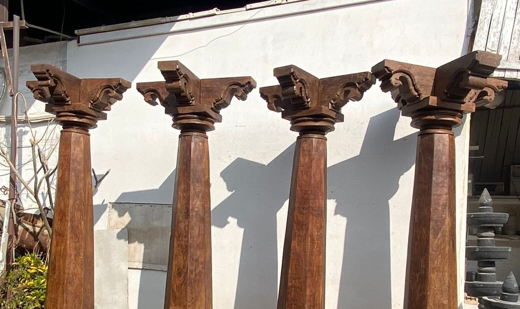 92.5″ Large Indian Old Jack Wood Chettinad Pillars | Wooden Traditional ...