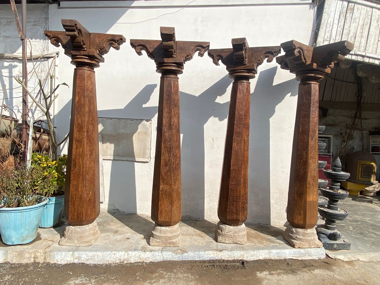 92.5″ Large Indian Old Jack Wood Chettinad Pillars | Wooden Traditional ...