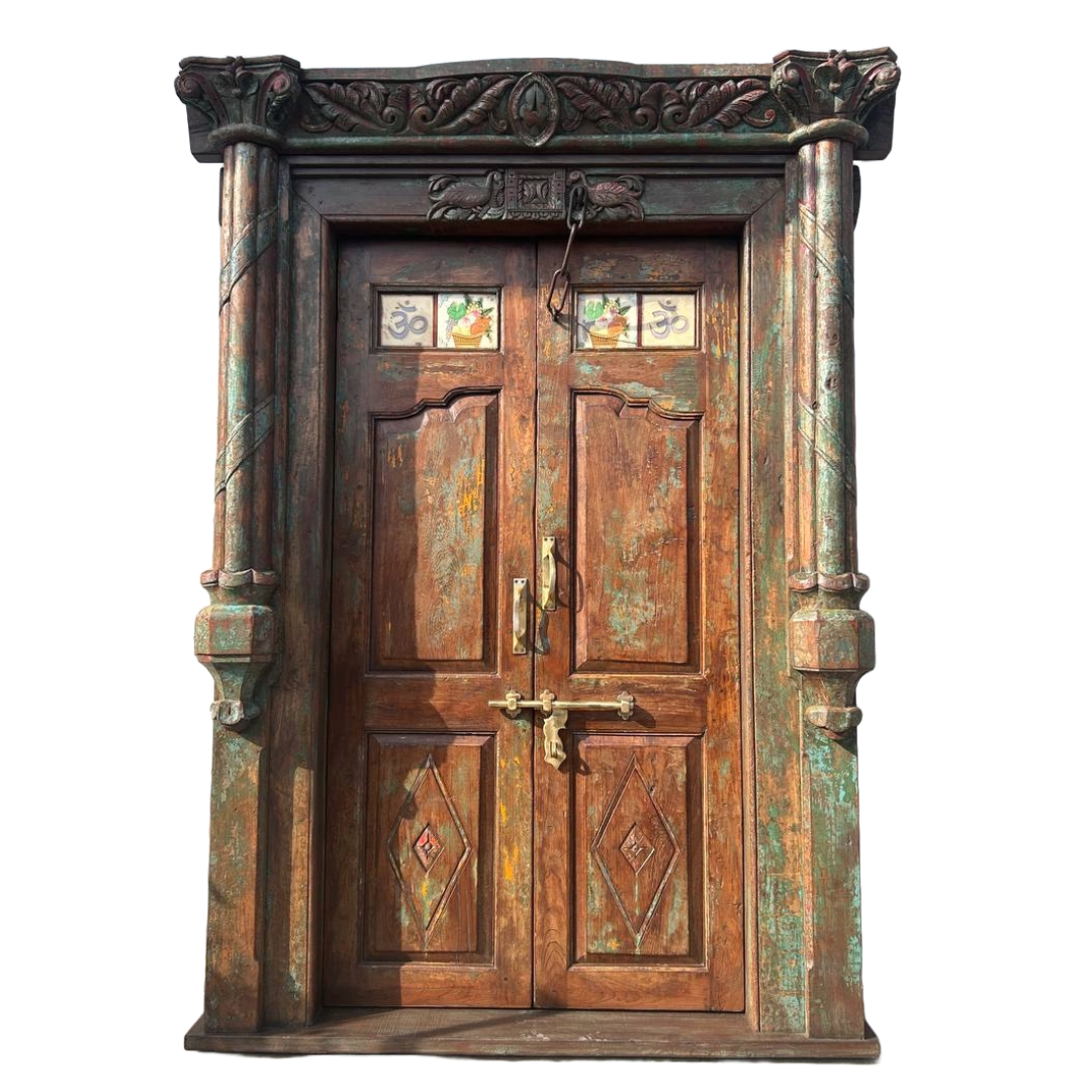 Indian Haveli Doors With Frame, 7.3 feet long Wooden Door – Prachin Art ...