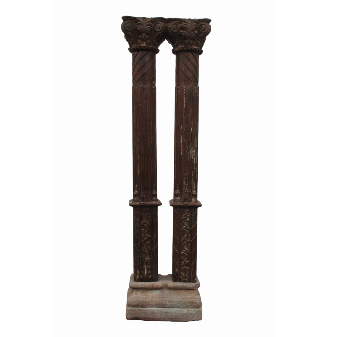 Natural Teak Architectural Columns with Concrete Bases – Prachin Art ...